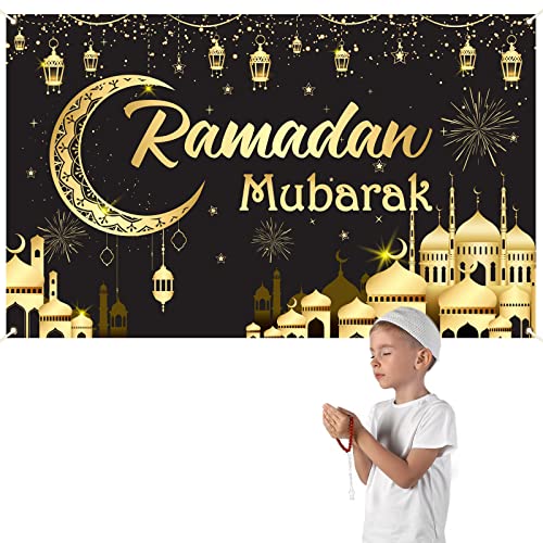 Ramadan Mubarak Party Decorations Eid Mubarak Backdrop for Ramadan Party Supplies Banner Photo Booth Prop