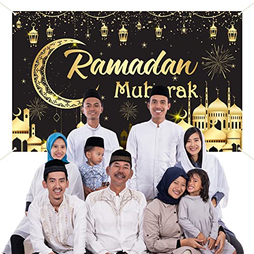 Ramadan Mubarak Party Decorations Eid Mubarak Backdrop for Ramadan Party Supplies Banner Photo Booth Prop