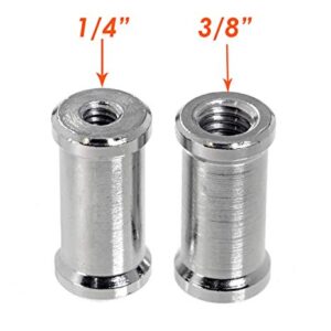 (2 Packs) 32mm 1/4" to 3/8" inch Female to Female Convertor Threaded Screw Adapter Spigot for Studio Light Stand, Hotshoe/Coldshoe Adapter Ball Head Flash Trigger Receiver