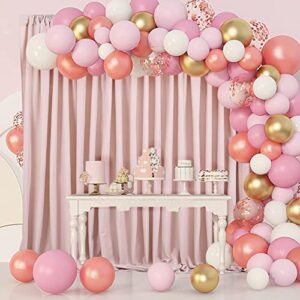 Pink Backdrop Curtains 2 Panels 5ft x 10ft Backdrops Curtains for Parties Mother`s Day Valentines 10ft x 10ft