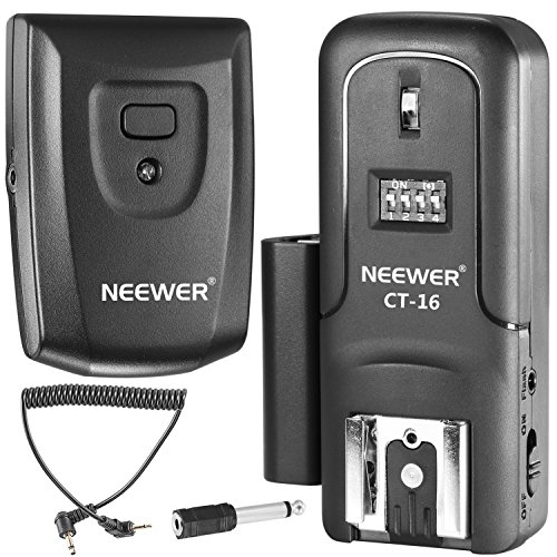 Neewer 16 Channels Wireless Radio Flash Speedlite Studio Trigger Set with Standard Hot Shoe, Including Transmitter and Receiver, Fit for Canon Nikon Pentax Olympus Panasonic DSLR Cameras (CT-16)