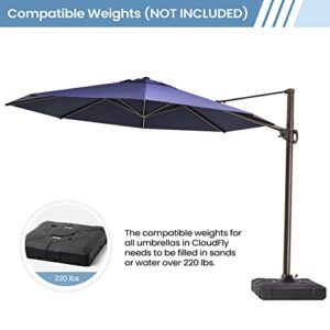 CLOUDFLY 11.5FT Patio Umbrella Round Navy with 360°Rotation 7 Heights Adjustable Aluminum Pole Offset Cantilever Outdoor Umbrella For Garden Swimming Pool