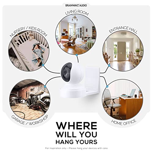 BRAINWAVZ Wall Mount for Reolink E1 Zoom Security Camera - Easy to Install Adhesive, No Tools Needed, No Mess, No Drilling, Strong Adhesive Holder, White