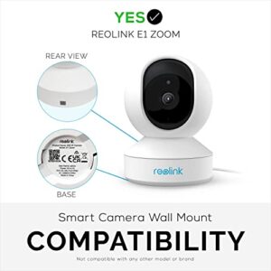 BRAINWAVZ Wall Mount for Reolink E1 Zoom Security Camera - Easy to Install Adhesive, No Tools Needed, No Mess, No Drilling, Strong Adhesive Holder, White