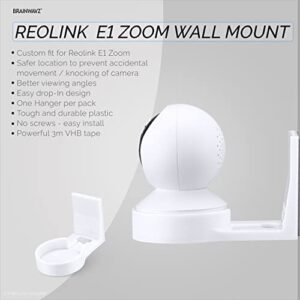 BRAINWAVZ Wall Mount for Reolink E1 Zoom Security Camera - Easy to Install Adhesive, No Tools Needed, No Mess, No Drilling, Strong Adhesive Holder, White