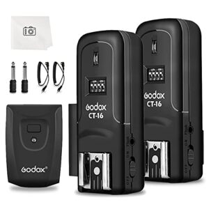 godox ct-16 wireless radio flash trigger receiver kit,fit compatible for canon nikon pentax dslr camera studio 3-in-1 flash transmitter and receiver