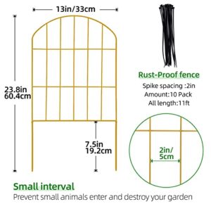 Decorative Garden Fence Panel Border 10 Pack,Garden Fencing for Yard Outdoor, No Dig Fence for Dogs Metal Small Garden Fence Animal Barrier (10ft)