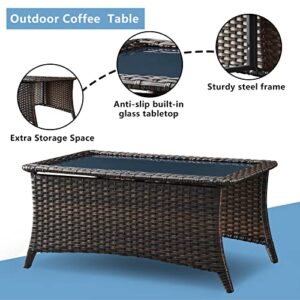 HUMMUH Outdoor Patio Furniture 7 Pieces Furniture Set Wicker Outdoor Sectional Couch with Patio Swivel Glider Chairs,Coffee Side Table,Ottomans for Patio