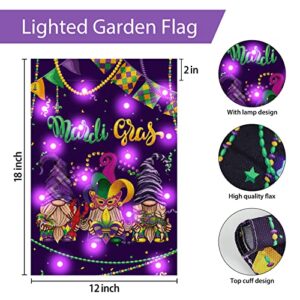 Mardi Gras Garden Flag Vertical Double Sided，Mardi Gras Decorations Masquerade Gnomes Holiday Party Yard Outdoor Decorative Classic Design House Flag Banner for Yard Lawn, 18 X 12 Inch (Style 2)