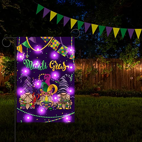 Mardi Gras Garden Flag Vertical Double Sided，Mardi Gras Decorations Masquerade Gnomes Holiday Party Yard Outdoor Decorative Classic Design House Flag Banner for Yard Lawn, 18 X 12 Inch (Style 2)