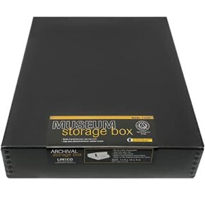 lineco archival 11 x 14 inches print storage box, drop front design, 11 1/2 x 14 1/2 x 3 inches, exterior color: black