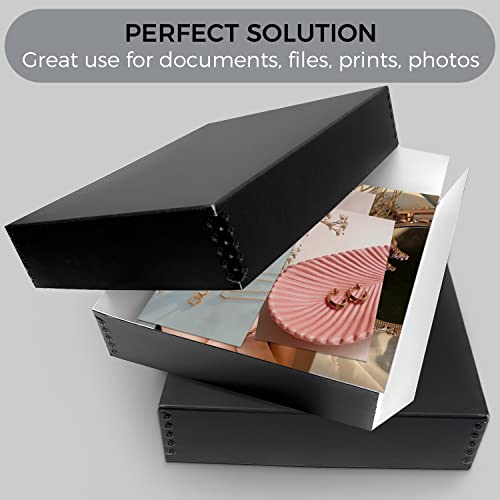 Lineco Archival 11 x 14 inches Print Storage Box, Drop Front Design, 11 1/2 x 14 1/2 x 3 inches, Exterior Color: Black