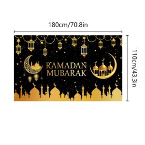 LOONELO Large Ramadan Mubarak Banner,Ramadan Mubarak Backdrop with 70.8''X43.3'',Muslim Ramadan EID Mubarak Hanging Sign,Islamic Ramadan Mubarak Decorations for Eid Al-Adha,Hajj Festival Party