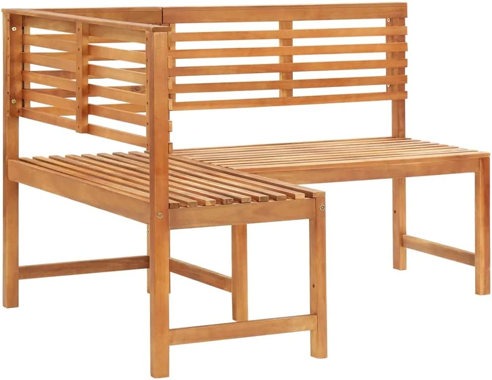 vidaXL Solid Acacia Wood Patio Corner Bench Garden Outdoor Terrace Yard Balcony Furniture Wooden Modern Lounge Bench Seating Seat 55.1"