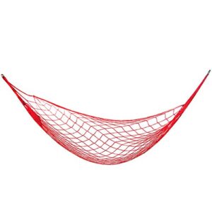 Portable Camping Hammock Nylon Mesh Rope Hanging Bed Outdoor Garden Hanging Mesh Net Sleeping Bed Chair Swing for Hiking Camping Travel Sports Beach Yard Relaxing (Red)