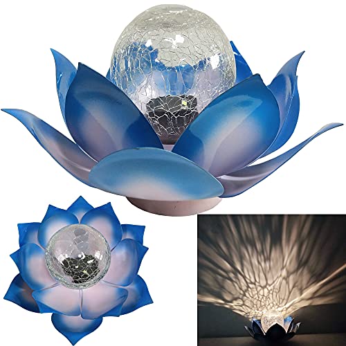 JFRISING Solar Light Outdoor Metal Glass Flower Decorative Waterproof Garden Light LED Lotus Flower Table Lamp