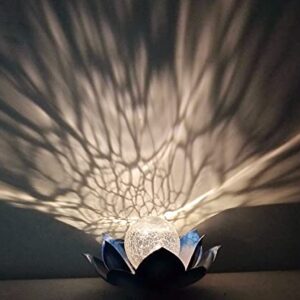 JFRISING Solar Light Outdoor Metal Glass Flower Decorative Waterproof Garden Light LED Lotus Flower Table Lamp