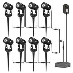 mikeru low voltage landscape lights, led landscape lighting 6w outdoor landscape lights 120v waterproof landscape spotlights for yard , for garden, yard, house, lawn (8 pack warm white)