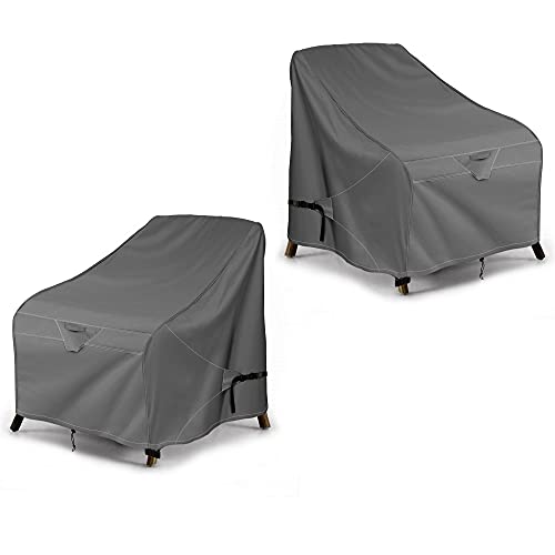 Patio Chair Covers 2 Pack-35 W x 37" D x 32" H,Lounge Deep Seat Cover,Heavy Duty and Waterproof Outdoor Lawn Patio Furniture Covers,Provide a Great Fit and All Weather Protection,Grey