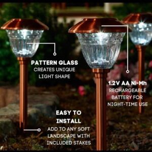 Energizer LED Solar Pathway Lights - 10 Pack of [Gunmetal] Outdoor Solar Lights - IP65 Waterproof w/Auto On/Off - Patterned Glass and Metal Construction Coated in Gunmetal