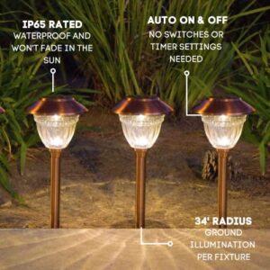 Energizer LED Solar Pathway Lights - 10 Pack of [Gunmetal] Outdoor Solar Lights - IP65 Waterproof w/Auto On/Off - Patterned Glass and Metal Construction Coated in Gunmetal