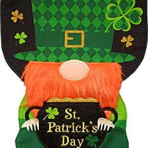 Briarwood Lane Lucky Gnome Burlap Sculpted Garden Flag St. Patrick's Day 12.5" x 18"