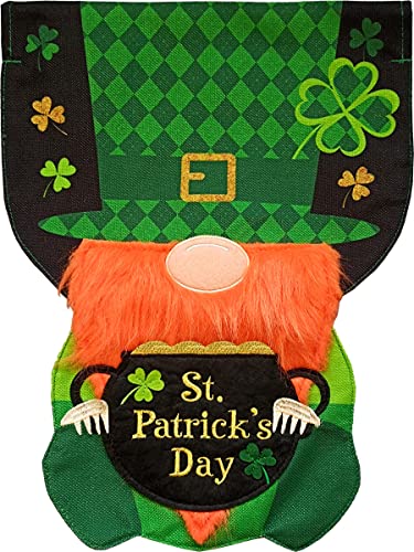 Briarwood Lane Lucky Gnome Burlap Sculpted Garden Flag St. Patrick's Day 12.5" x 18"