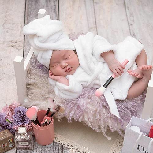 M&G House Newborn Photography Props Bathrobes Outfits Baby Photo Prop Robe Bath Towel Costume Sets Boy Girl Baby Photoshoot Props 0-6 Months(White)