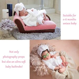 M&G House Newborn Photography Props Bathrobes Outfits Baby Photo Prop Robe Bath Towel Costume Sets Boy Girl Baby Photoshoot Props 0-6 Months(White)