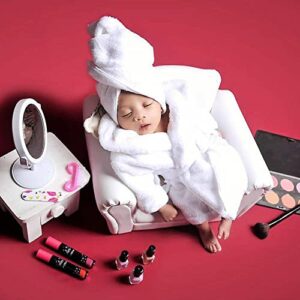 M&G House Newborn Photography Props Bathrobes Outfits Baby Photo Prop Robe Bath Towel Costume Sets Boy Girl Baby Photoshoot Props 0-6 Months(White)