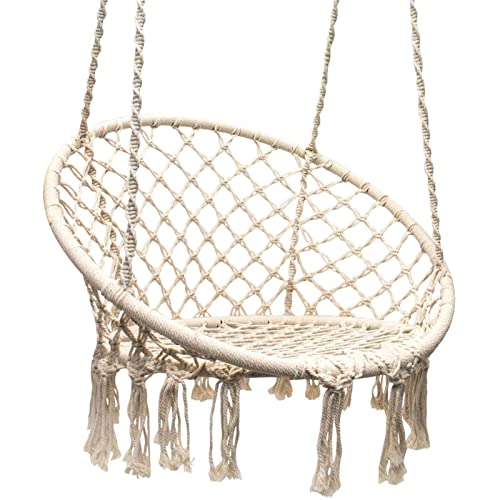 Sorbus Swing Chair Macrame Hanging Hammock Chair – Stylish Decorative Premium Cotton Ceiling Boho Chair for Durability- Indoor, Outdoor, Chair, Patio, Porch, Garden, Gifts - Max 250Lbs