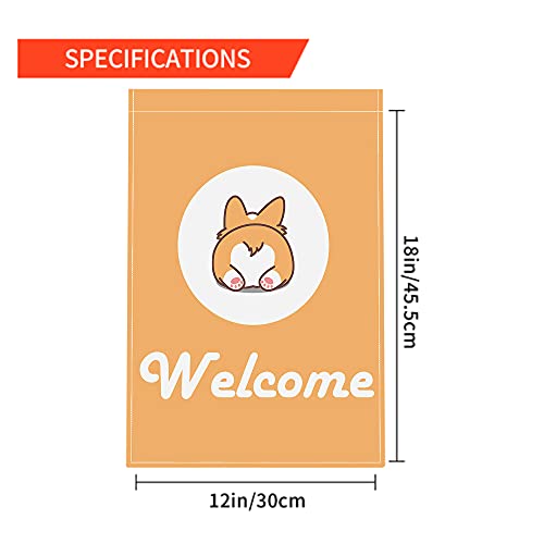 Moslion Welcome Corgi Garden Flags Double Sided Cute Animal Dog Pug Puppy Ass Yard Flag 12.5x18 Inch Burlap Banners Home Decorative Outdoor Villa