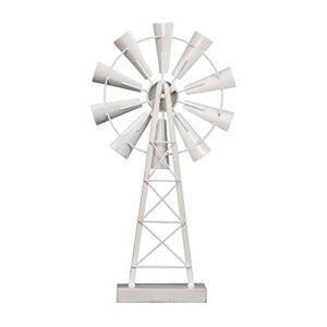 Foreside Home & Garden White Large Enamel Metal Windmill Table Decor