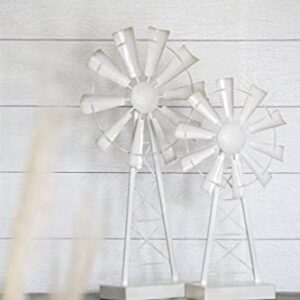 Foreside Home & Garden White Large Enamel Metal Windmill Table Decor