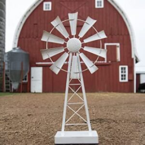 Foreside Home & Garden White Large Enamel Metal Windmill Table Decor