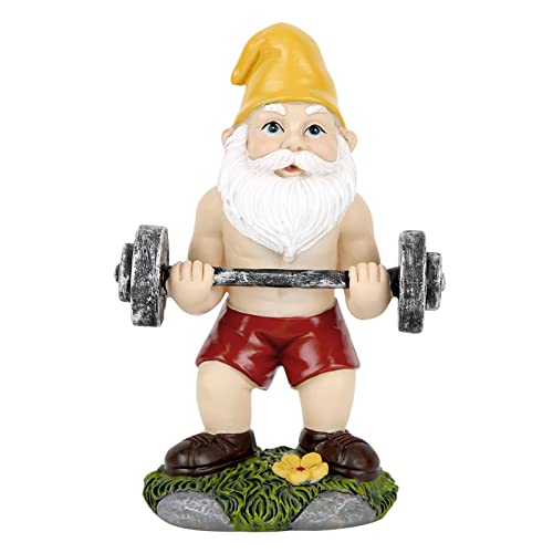 Mrsivrop Funny Workout Garden Gnomes Statues 6.2 Inches Outdoor Funny Weightlifting Gnomes Decorations for Yard, Lawn, Patio, Indoor Gnome Figurine for Home Tabletop