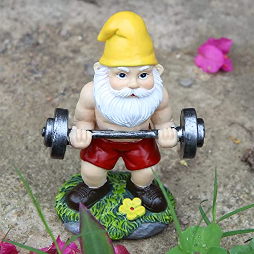 Mrsivrop Funny Workout Garden Gnomes Statues 6.2 Inches Outdoor Funny Weightlifting Gnomes Decorations for Yard, Lawn, Patio, Indoor Gnome Figurine for Home Tabletop