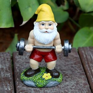 Mrsivrop Funny Workout Garden Gnomes Statues 6.2 Inches Outdoor Funny Weightlifting Gnomes Decorations for Yard, Lawn, Patio, Indoor Gnome Figurine for Home Tabletop