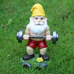 Mrsivrop Funny Workout Garden Gnomes Statues 6.2 Inches Outdoor Funny Weightlifting Gnomes Decorations for Yard, Lawn, Patio, Indoor Gnome Figurine for Home Tabletop