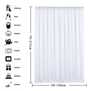 White Chiffon Sheer Backdrop Curtain for Wedding, Parties, White Arch Drapes for Backdrop Decoration,Wrinkle-Free 5ft x 7ft