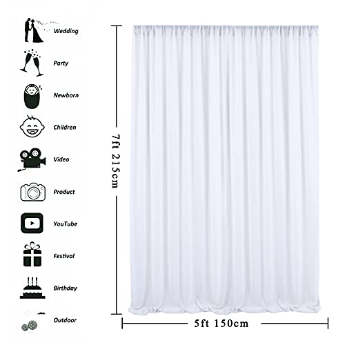 White Chiffon Sheer Backdrop Curtain for Wedding, Parties, White Arch Drapes for Backdrop Decoration,Wrinkle-Free 5ft x 7ft