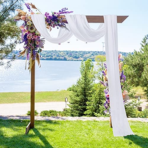 White Chiffon Sheer Backdrop Curtain for Wedding, Parties, White Arch Drapes for Backdrop Decoration,Wrinkle-Free 5ft x 7ft