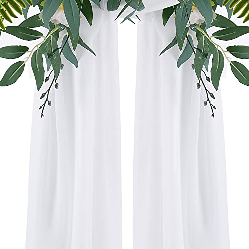 White Chiffon Sheer Backdrop Curtain for Wedding, Parties, White Arch Drapes for Backdrop Decoration,Wrinkle-Free 5ft x 7ft