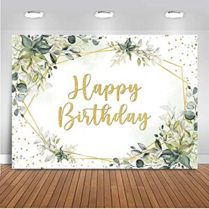 mocsicka greenery birthday backdrop 7x5ft eucalyptus green leaves happy birthday party decorations photo backdrops botanical birthday photography background