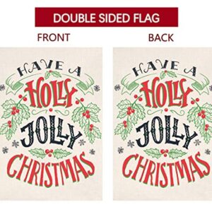 BLKWHT Holly Jolly Christmas Garden Flag 12.5x18 Vertical Double Sided Winter Holiday Yard Decorations S999