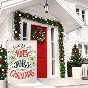 BLKWHT Holly Jolly Christmas Garden Flag 12.5x18 Vertical Double Sided Winter Holiday Yard Decorations S999