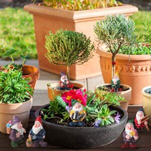 Jetec 7 Pieces Gnomes Fairy Resin Statues Miniature Fairy Garden Mini Gnome Statue for Table and Garden Decoration for Holiday Festival Garden Decoration, Relatives Friends Kids