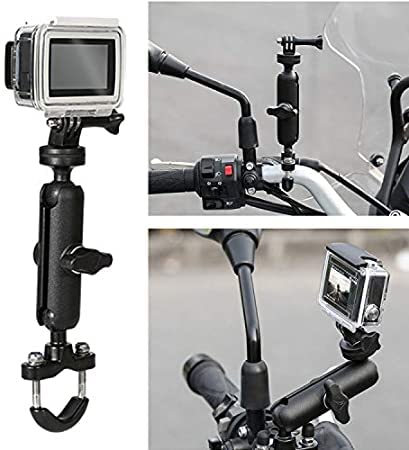 KARUIZI 360° Rotating Sports Camera Bracket,Motorcycle Mount for Go Pro Hero10/9/8/max/7/6/5/4 Action Camera Moto Bike Handlebar Mount,U-Shaped Handlebar Bracket (U- Handlebars)