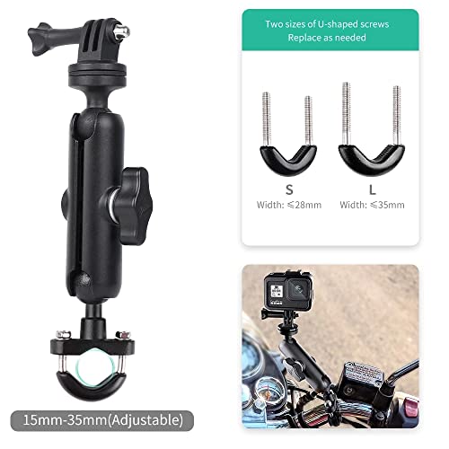 KARUIZI 360° Rotating Sports Camera Bracket,Motorcycle Mount for Go Pro Hero10/9/8/max/7/6/5/4 Action Camera Moto Bike Handlebar Mount,U-Shaped Handlebar Bracket (U- Handlebars)