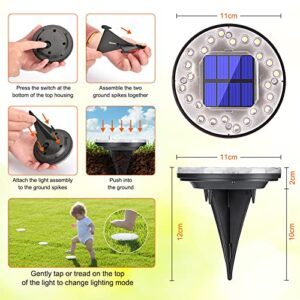 Solar Ground Lights Outdoor, 24 LED Solar Garden Lights with 2 Modes, Waterproof Solar Powered Disk Lights for Pathway, Yard, Garden, Parks, Lawn, Deck, Patio, Walkway, corridors (6 Packs, White）